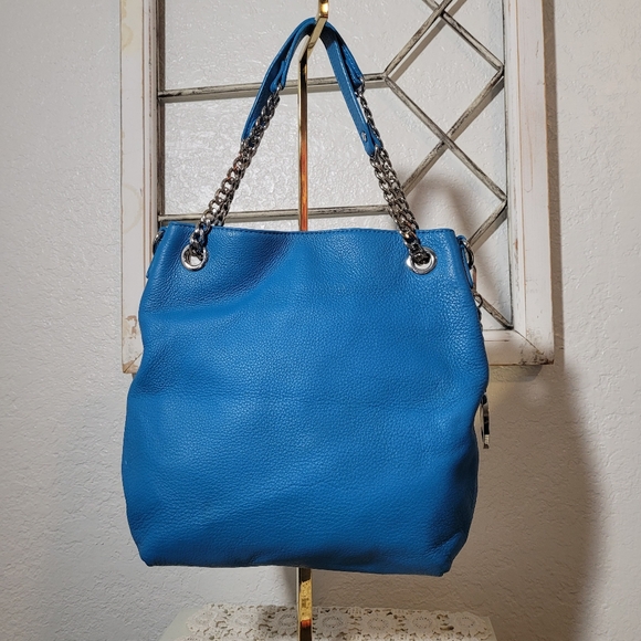 Michael Kors | Bags | Michael Kors Aqua Blue Pebbled Leather Handbag ...